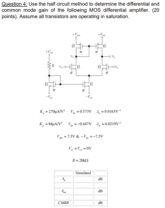 Solved Question 4: Use the half circuit method to determine | Chegg.com
