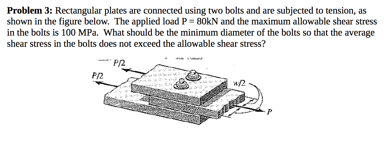 Solved Rectangular plates are connected using two bolts and | Chegg.com