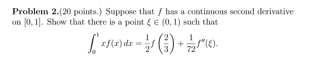 Solved Suppose that f has a continuous second derivative on | Chegg.com