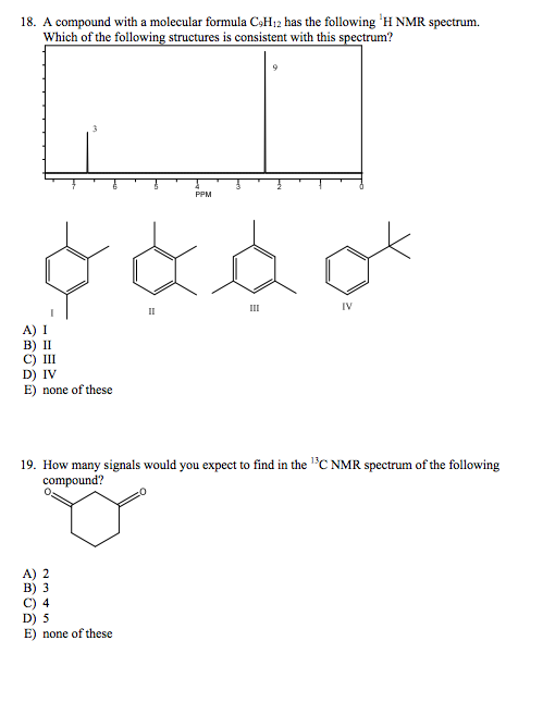 Solved A compound with a molecular formula C_9H_12 has the | Chegg.com