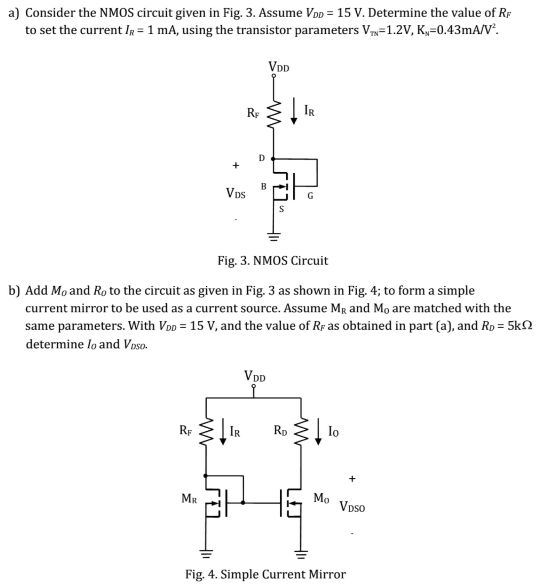 Solved Consider the NMOS circuit given in Fig. 3. Assume | Chegg.com