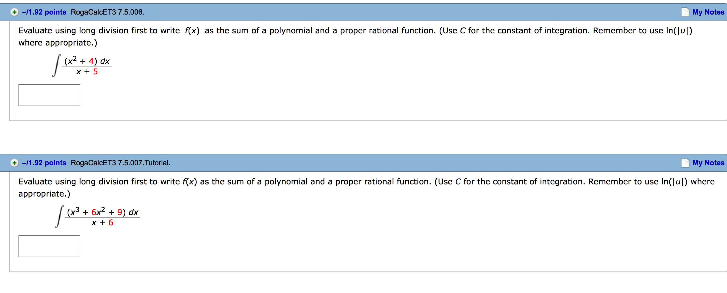 Solved Evaluate using long division first to write f(x) as | Chegg.com