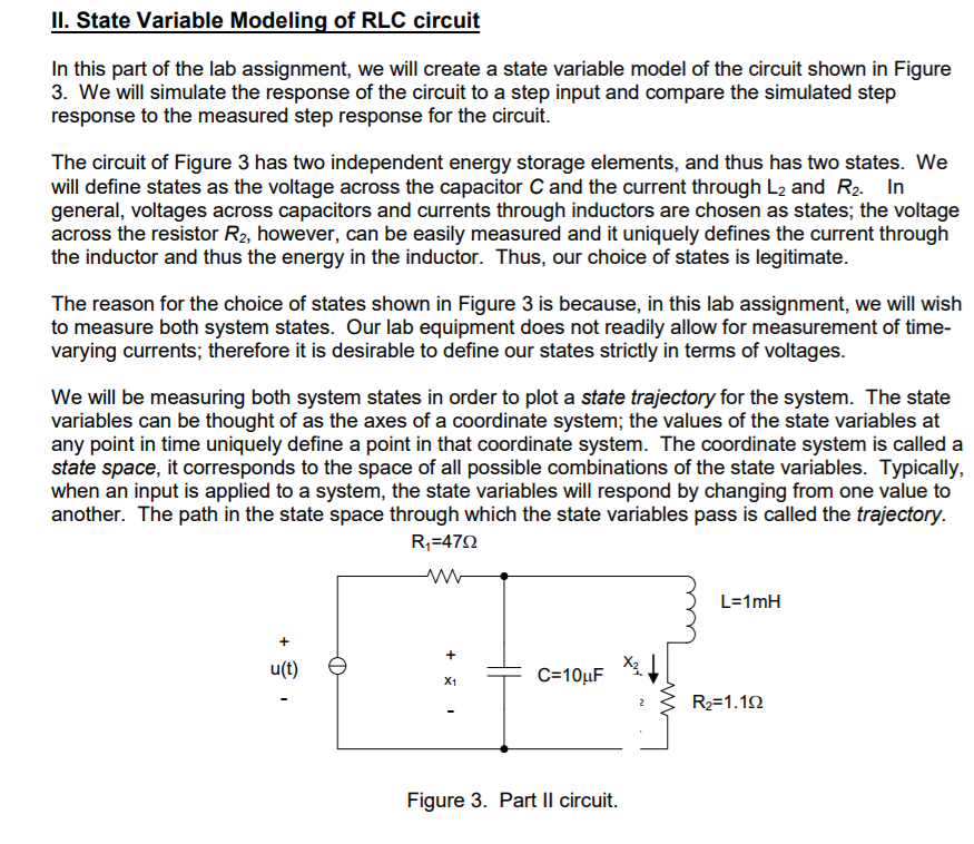 Solved Il. State Variable Modeling of RLC circuit In this | Chegg.com