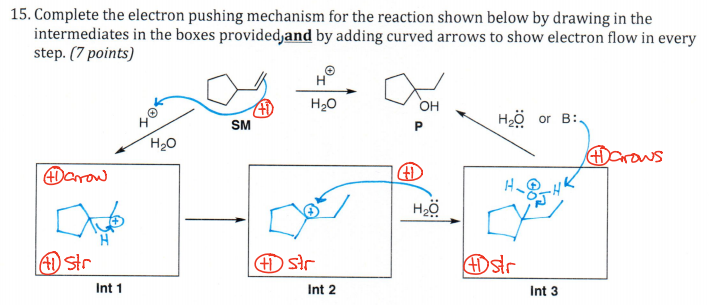 Solved 15. Complete the electron pushing mechanism for the | Chegg.com
