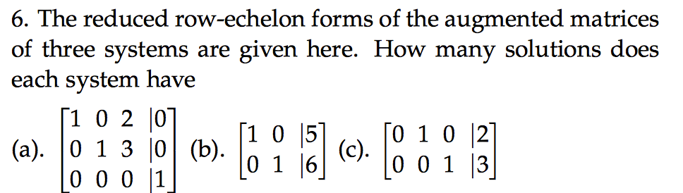 Solved The reduced row-echelon forms of the augmented | Chegg.com