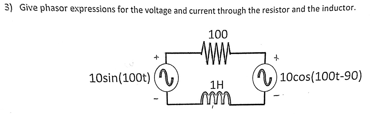 Solved Give phasor expressions for the voltage and current | Chegg.com