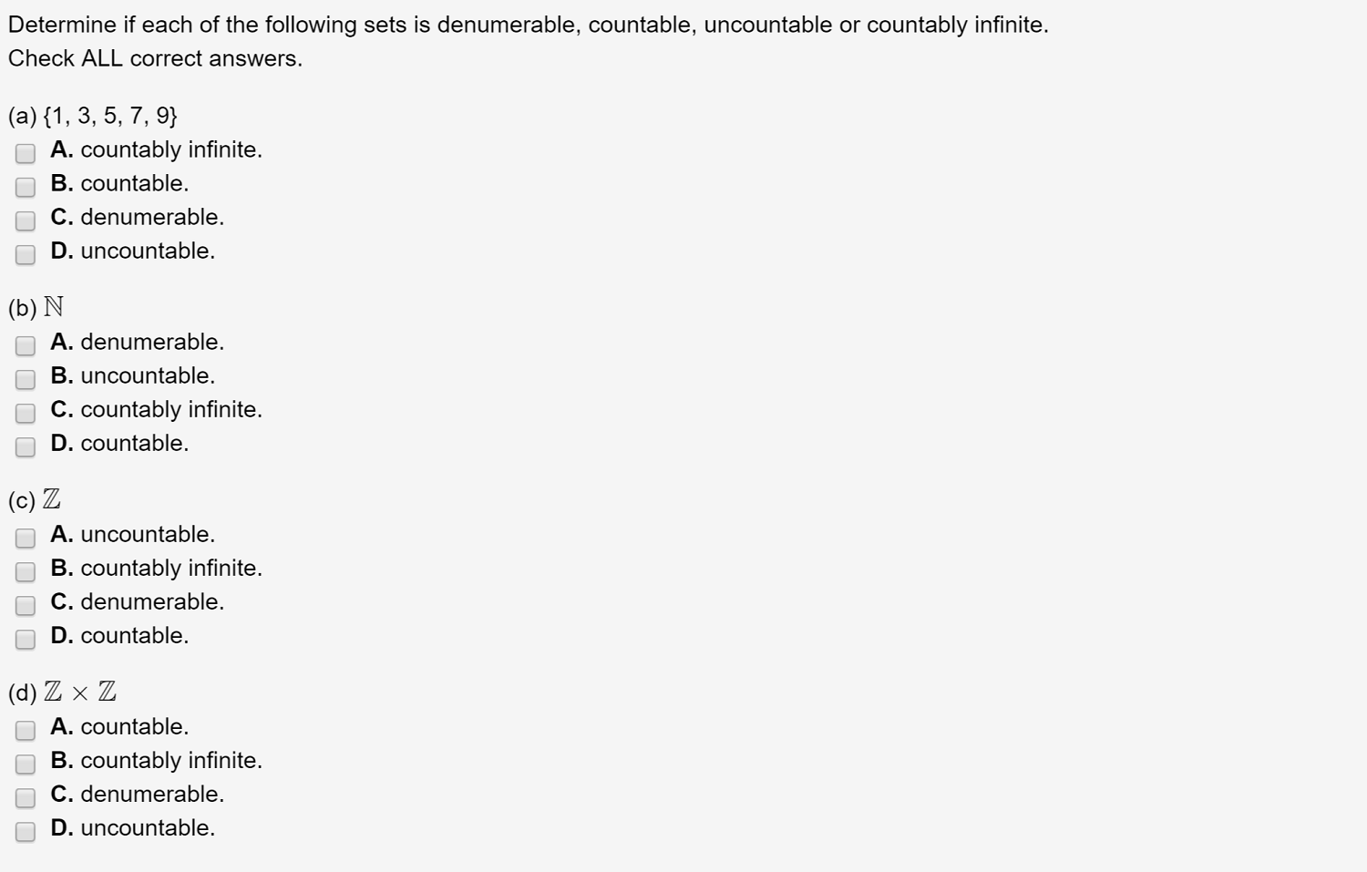 Solved Determine if each of the following sets is | Chegg.com