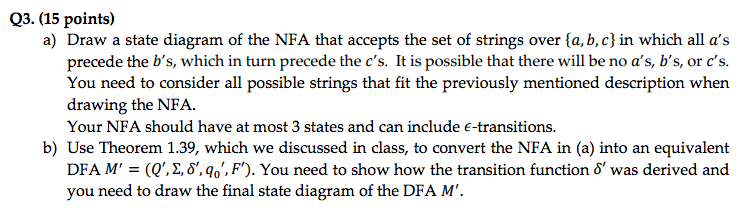 Solved Draw A State Diagram Of The Nfa That Accepts The Set