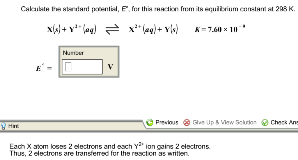 Solved Calculate the standard potential, E°, for this | Chegg.com