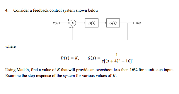 Solved 4. Consider a feedback control system shown below | Chegg.com