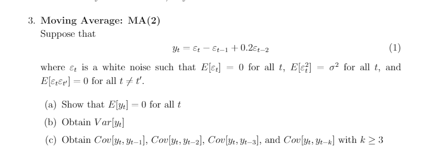 Suppose that y_t = epsilon_t - epsilon_t - 1 + 0.2 | Chegg.com