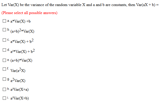 Solved Let Var(X) be the variance of the random variable X | Chegg.com