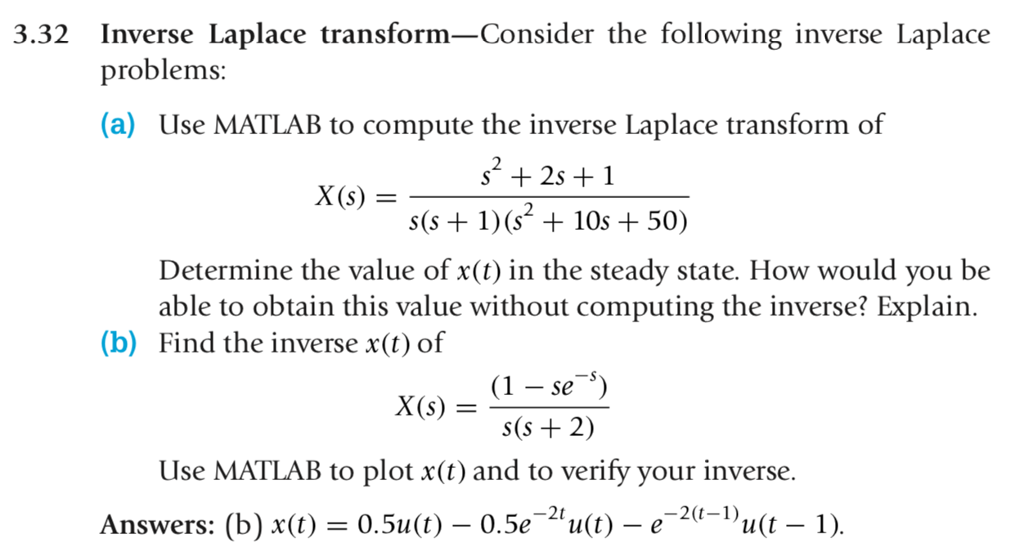 Solved 3.32 Inverse Laplace transform-Consider the following | Chegg.com Solved 3.32 Inverse Laplace transform-Consider the following | Chegg.com