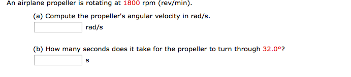 Solved An airplane propeller is rotating at 1800 rpm | Chegg.com