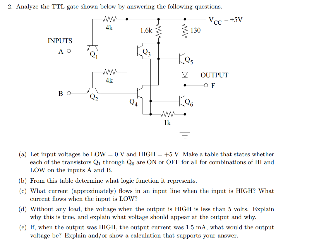 Solved Analyze the TTL gate shown below by answering the | Chegg.com