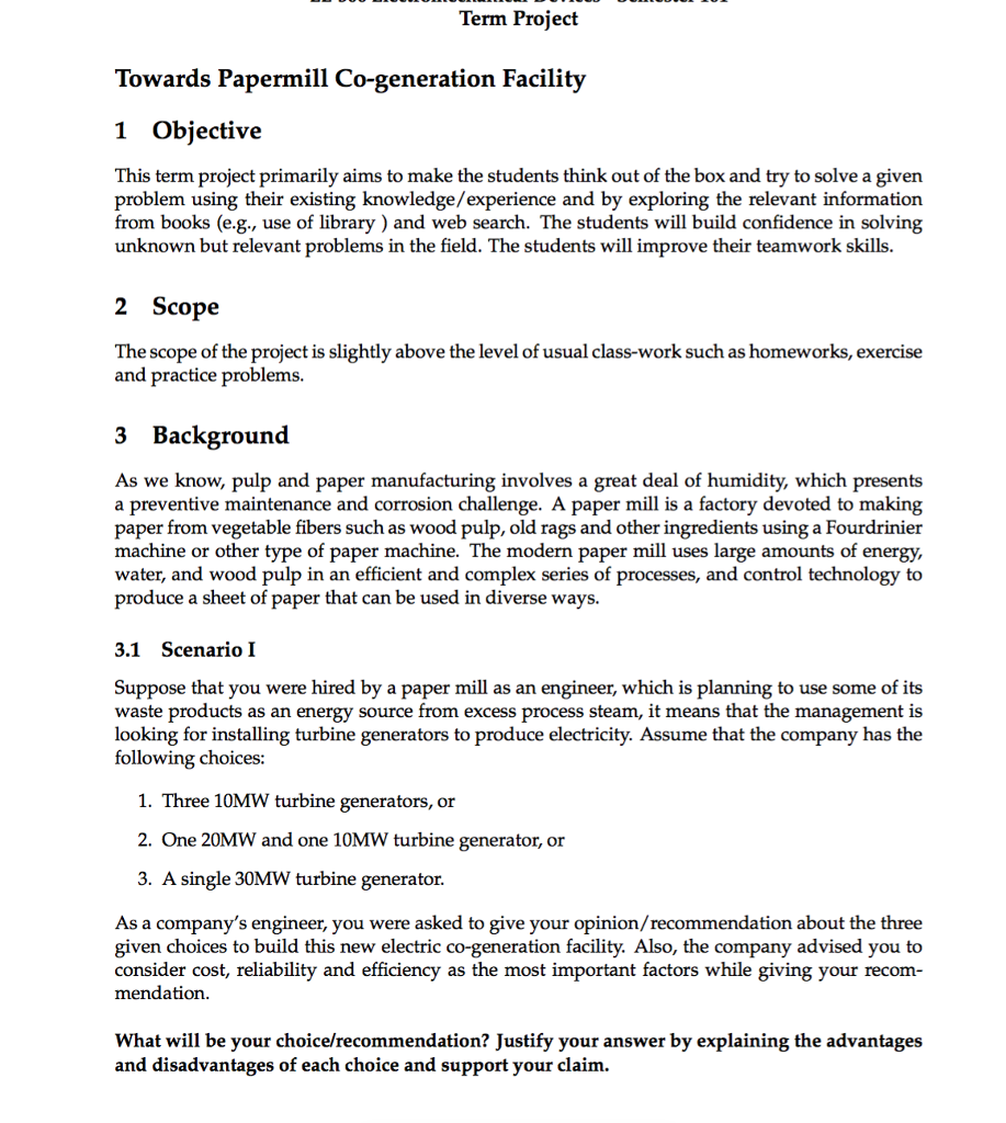 Solved This term project primarily aims to make the students | Chegg.com