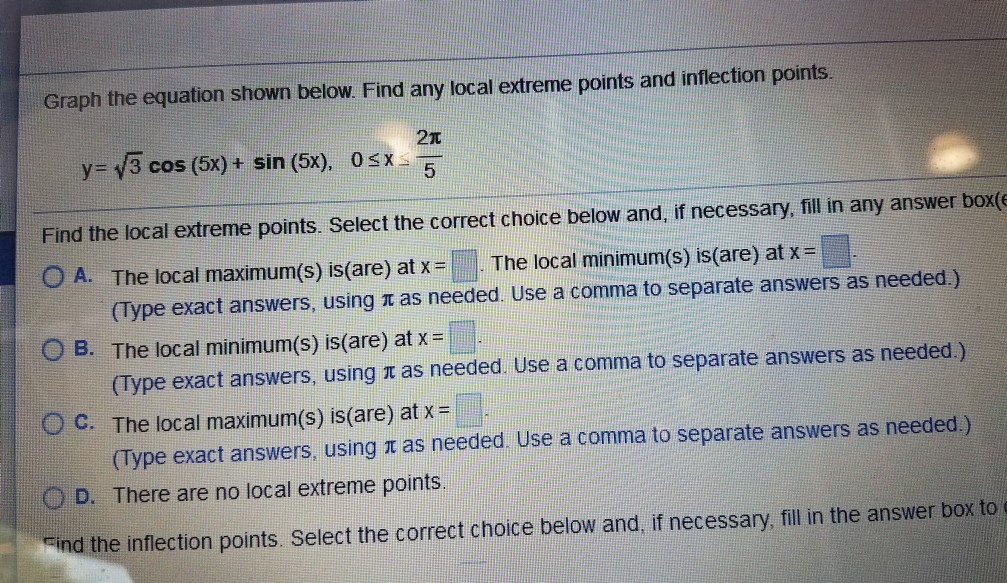 Solved Graph the equation shown below. find any local | Chegg.com
