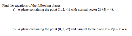 Solved Find the equations of the following planes: A) A | Chegg.com