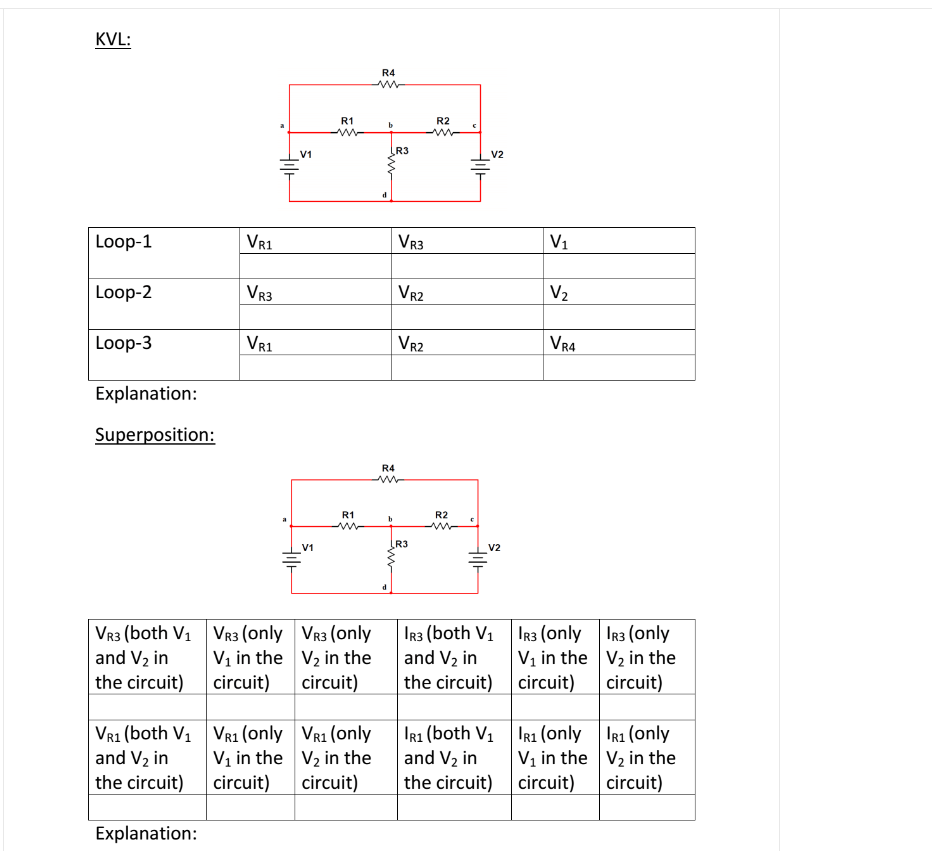 Solved KVL: R4 R2 R1 R3 V2 Loop-1 Loop-2 Loop-3 Explanation: | Chegg.com