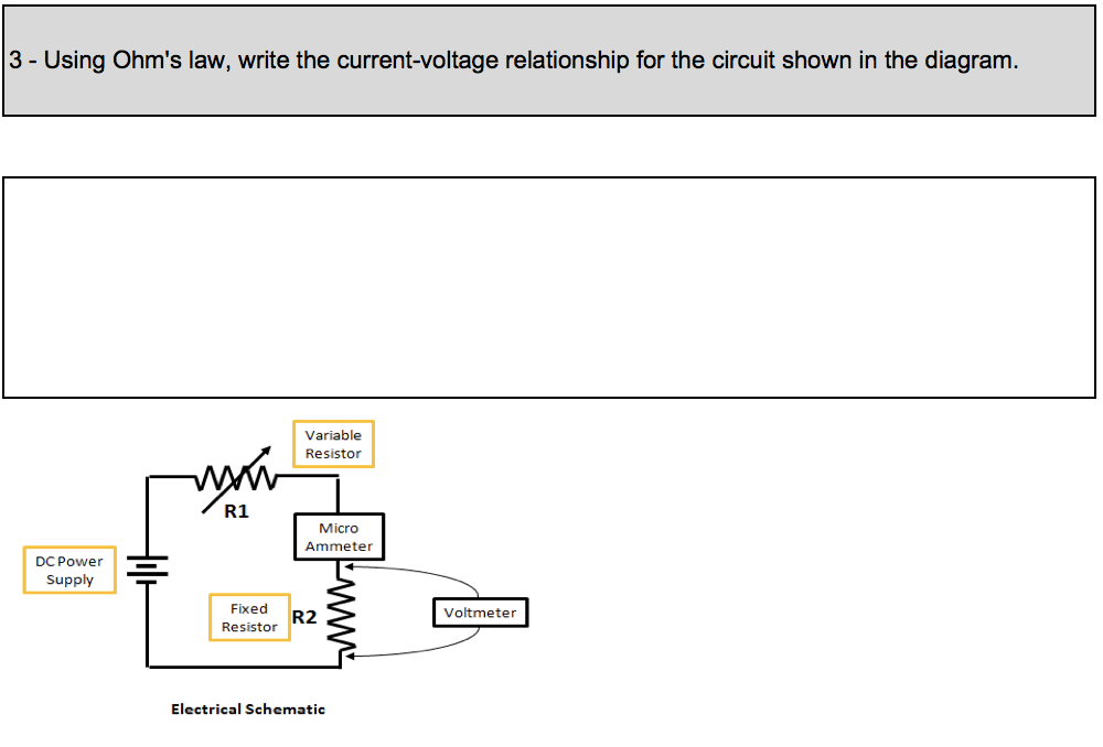 Solved Using Ohm's law, write the current-voltage | Chegg.com