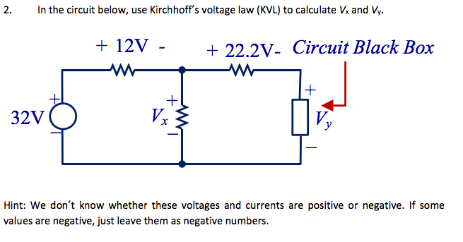 Solved 2. In the circuit below, use Kirchhoff's voltage law | Chegg.com