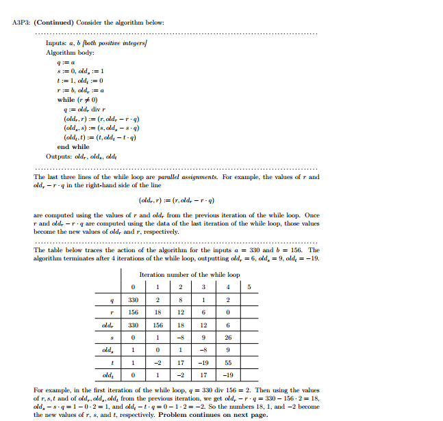 Solved A3P3: (Continued) Consider the algorithm below: | Chegg.com