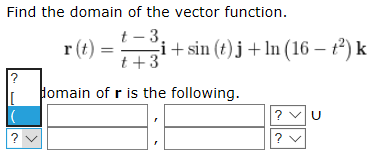 Solved Find the domain of the vector function. r(t) = t - | Chegg.com