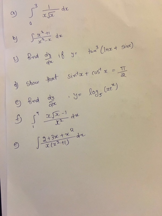 Solved integral^3_0 1/x squareroot x dx integral x^2 + | Chegg.com