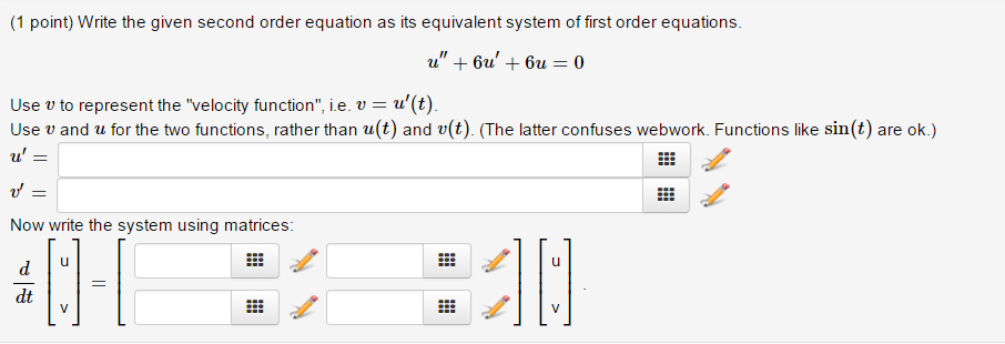 Solved Write The Given Second Order Equation As Its