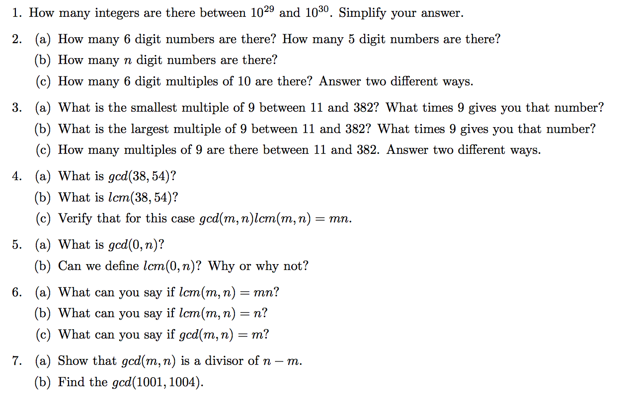 Solved How Many Integers Are There Between 10 29 And 10 30 Chegg