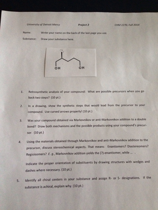 Substance: Draw your substance here.1. Retrosynthetic | Chegg.com