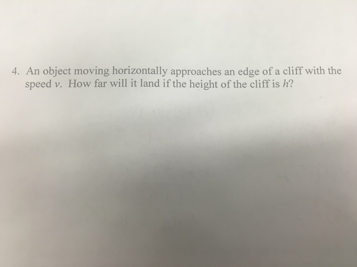 Solved An object moving horizontally approaches an edge of a | Chegg.com
