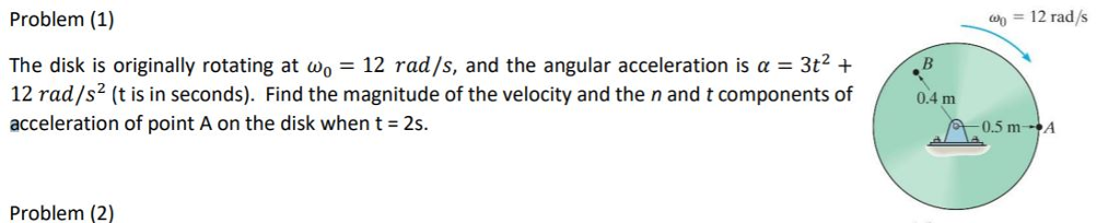 Solved The disk is originally rotating at omega_0 = 12 | Chegg.com