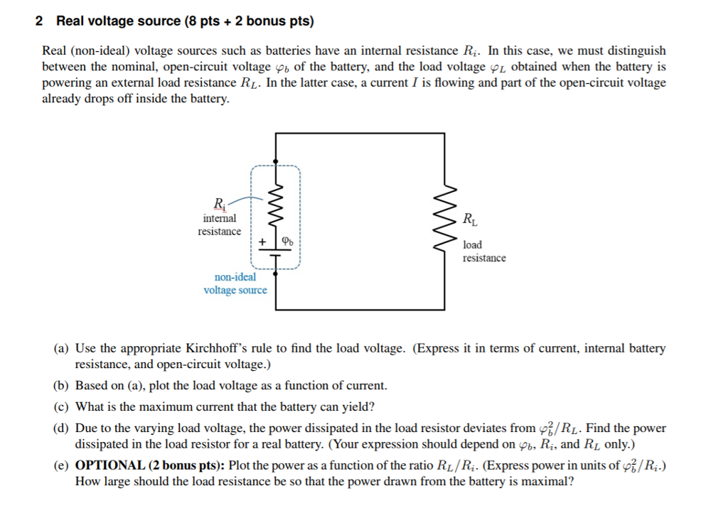 Solved 2 Real voltage source (8 pts2 bonus pts) Real | Chegg.com