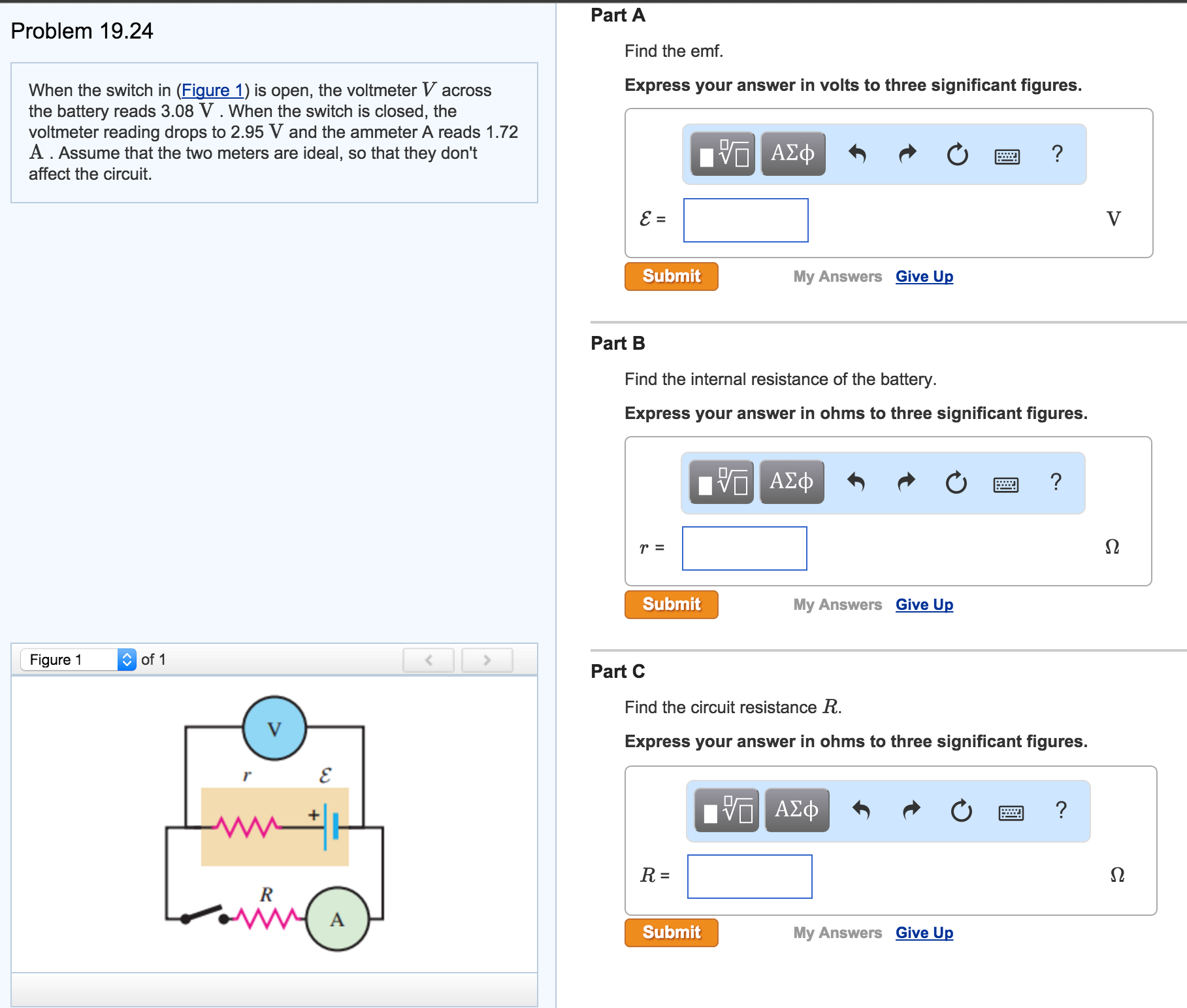 Solved When the switch in (Figure 1) is open, the voltmeter | Chegg.com