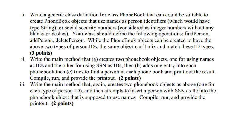 Solved i. Write a generic class definition for class | Chegg.com