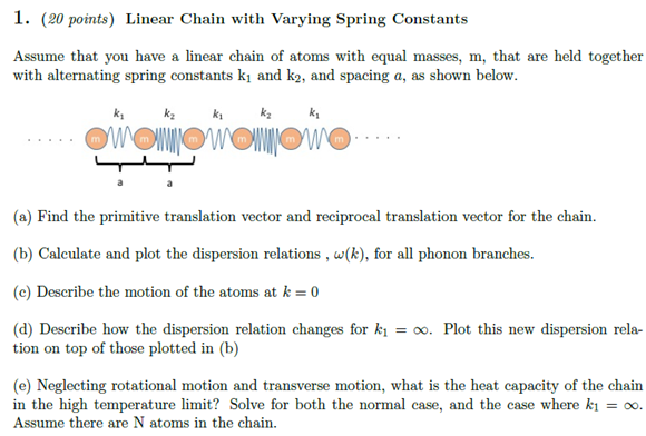 Solved Assume that you have a linear chain of atoms with | Chegg.com