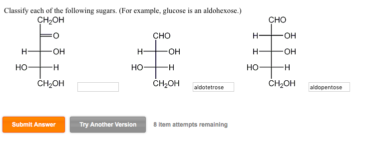 Solved Classify each of the following sugars. (For example, | Chegg.com