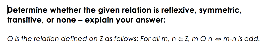 Solved Determine whether the given relation is reflexive, | Chegg.com