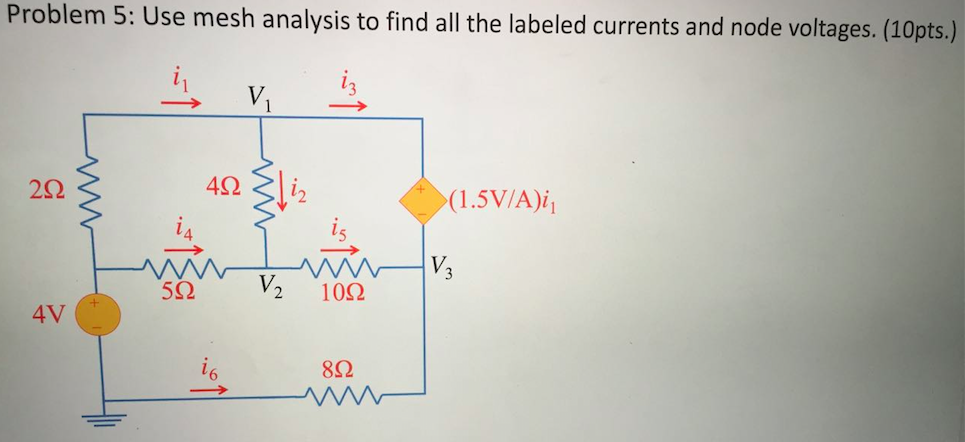 Solved Use mesh analysis to find all the labeled currents | Chegg.com