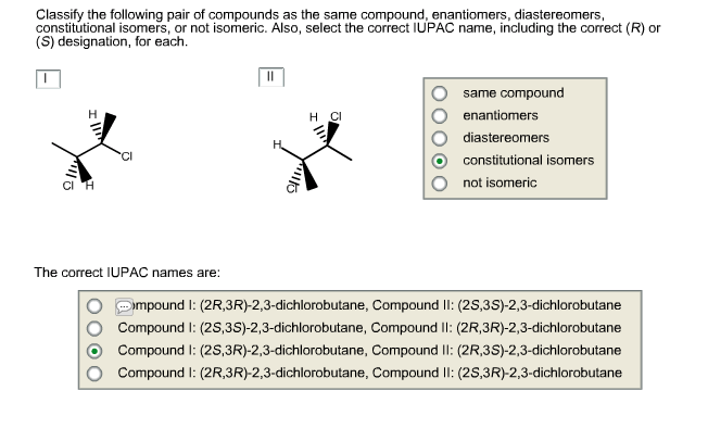 Solved Classify the following pair of compounds as the same | Chegg.com