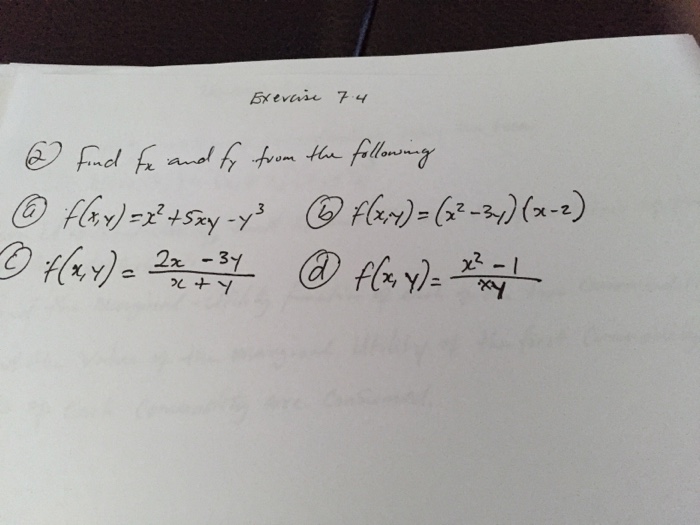 Solved Find f_x and f_y from the following a) f(x, y) = x^2 | Chegg.com