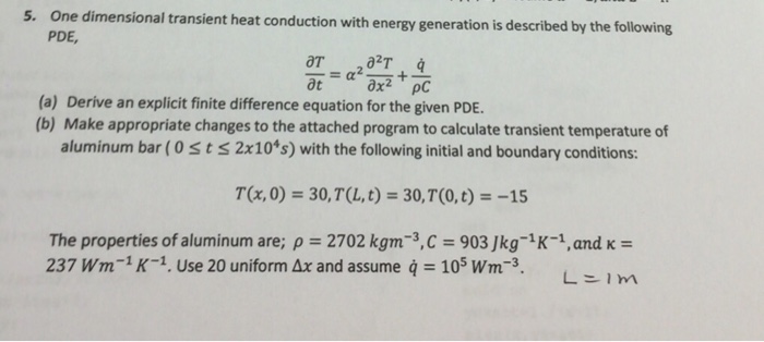 Solved One dimensional transient heat conduction with energy | Chegg.com