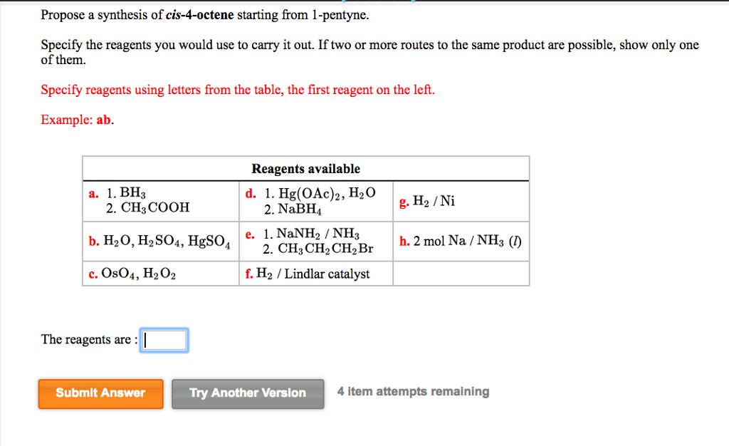Solved Propose a synthesis of cis-4-octene starting from | Chegg.com