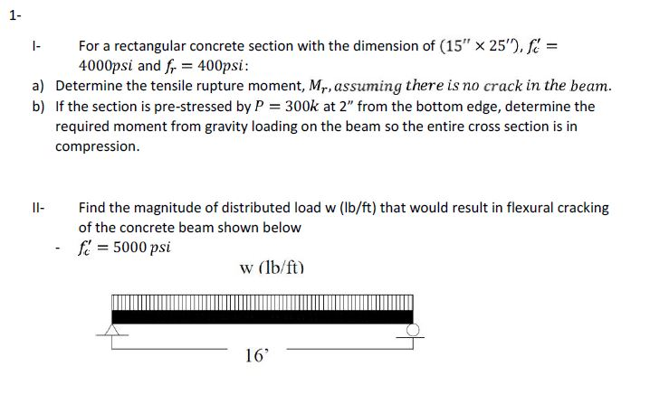 Solved For a rectangular concrete section with the dimension | Chegg.com