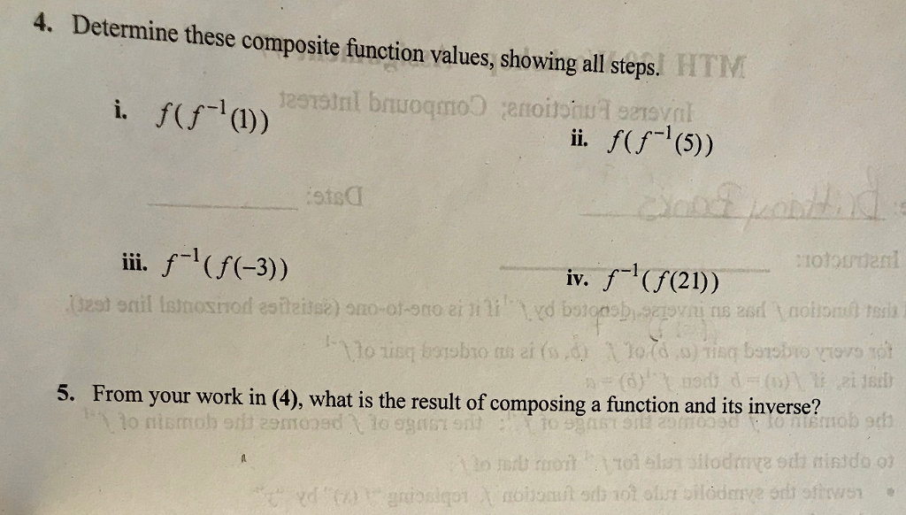 Solved 4. Determine these composite function values, showing | Chegg.com