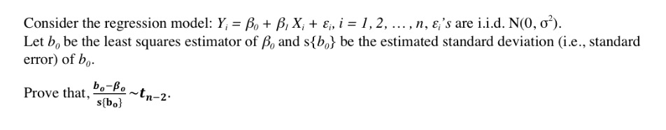 Consider the regression model: Y i, = beta 0 + beta | Chegg.com