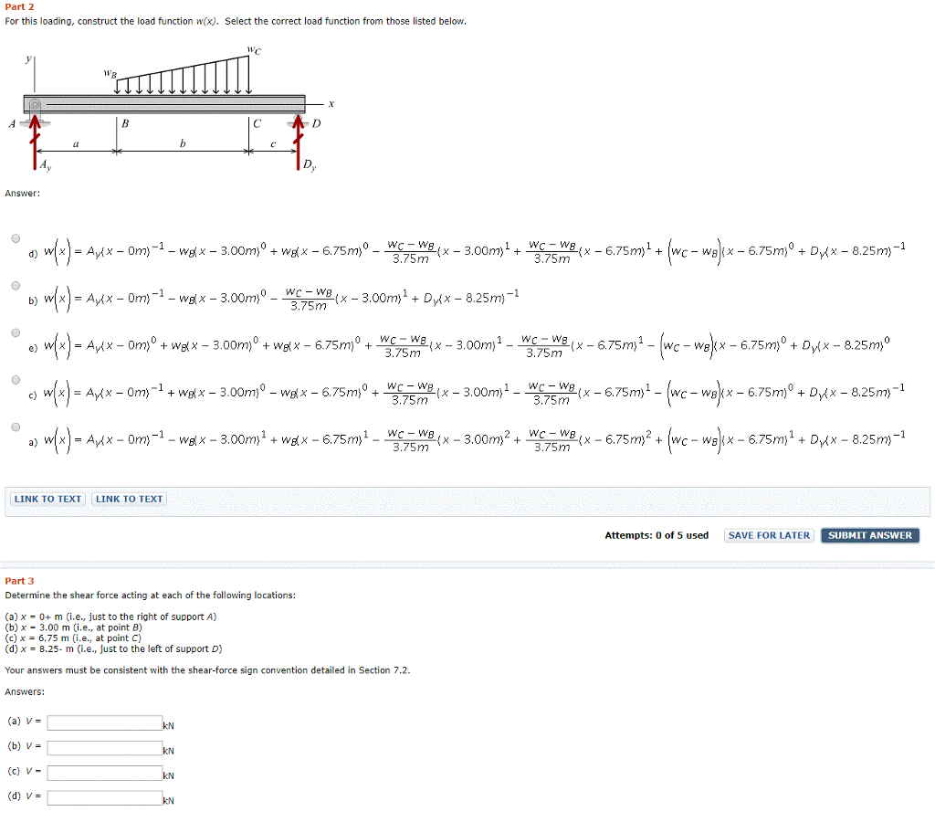 Solved Part 1 Use discontinuity functions to develop the | Chegg.com