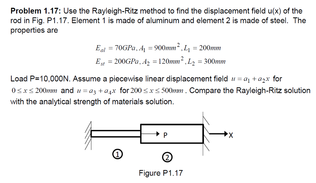 Solved Problem 1.17: Use the Rayleigh-Ritz method to find | Chegg.com