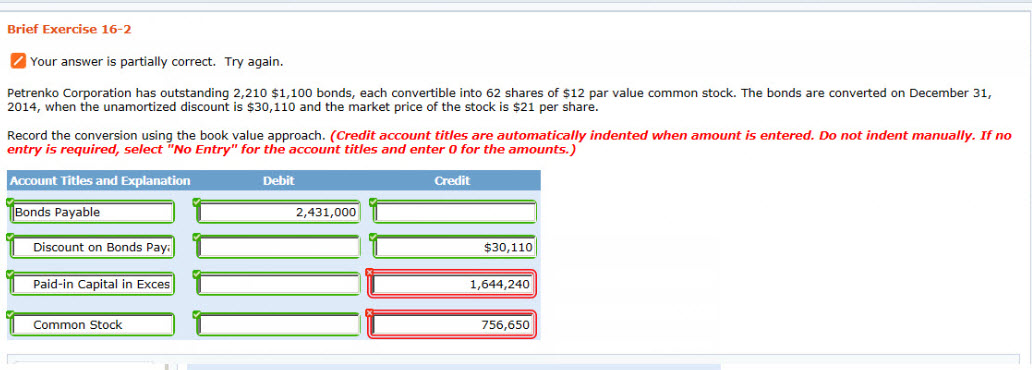 Solved Brief Exercise 16-2 Your answer is partially correct. | Chegg.com